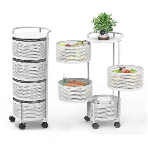 Metal Mesh 4 Tier Multi Purpose Organiser With Wheels 31 X 30 5 X 72 5