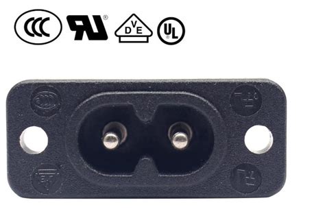 C8 IEC Sockets Electrical Straight AC Inlet Socket Male Black