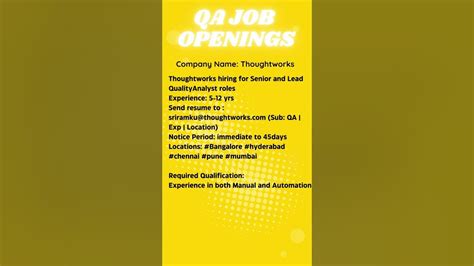Qa Job Opening For Manual Testing Automation Selenium Manualtesting