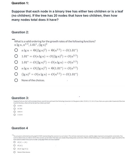 Solved Question Suppose That Each Node In A Binary Tree Chegg