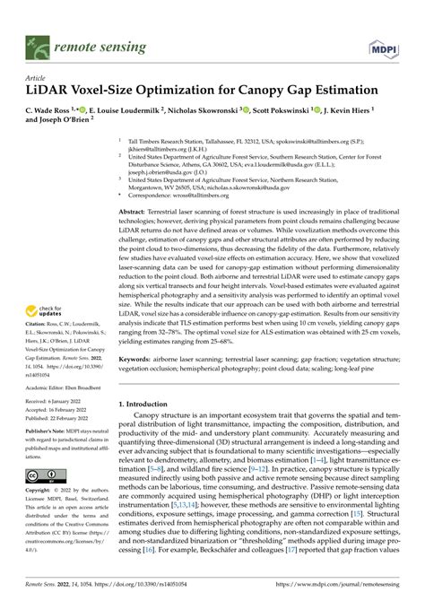 Pdf Lidar Voxel Size Optimization For Canopy Gap Estimation