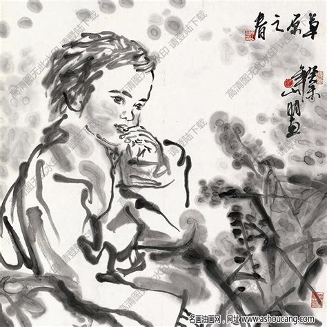 吴山明作品 草原之春 高清大图下载 名画油画网