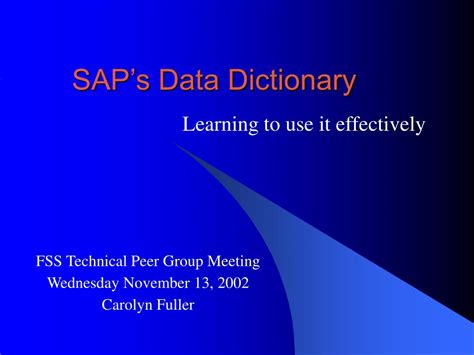 Ppt Saps Data Dictionary Powerpoint Presentation Free Download Id 4739760