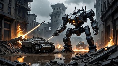 Battle Of Robots And Humans Premium Ai Generated Image