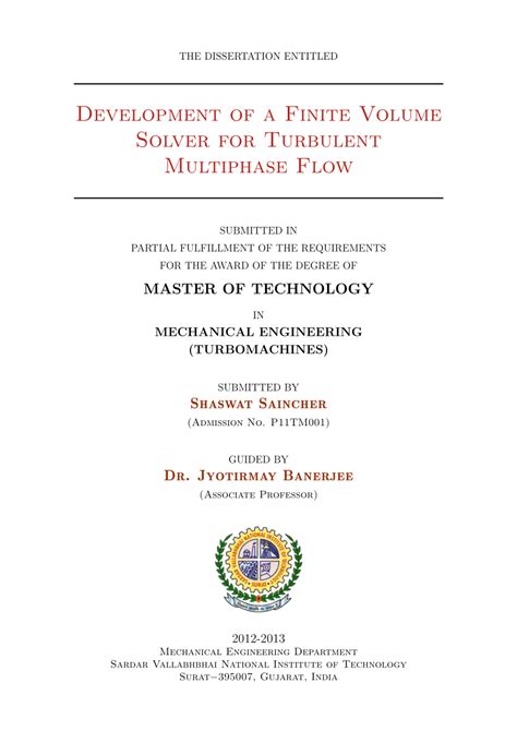 Pdf Development Of A Finite Volume Solver For Turbulent Multiphase Flow