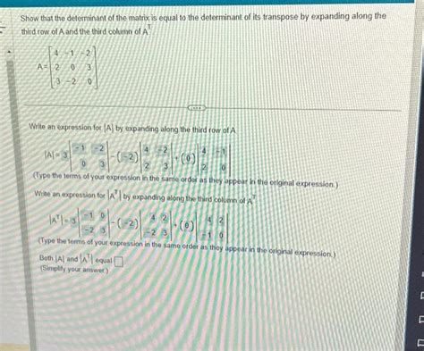 Solved Show That The Determinant Of The Matrix Is Equal To