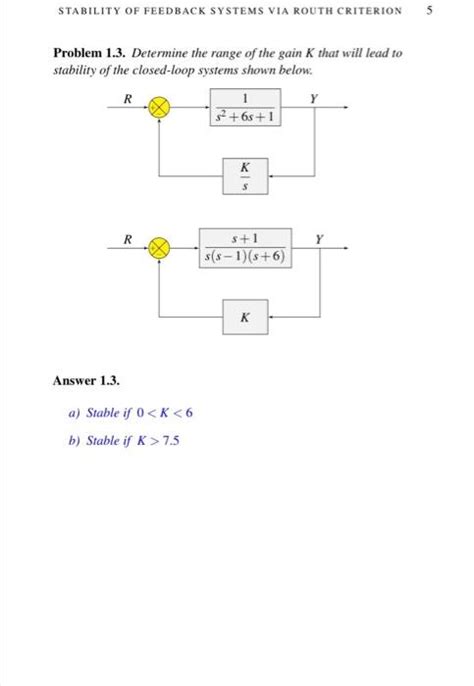 Solved STABILITY OF FEEDBACK SYSTEMS VIA ROUTH CRITERION Chegg