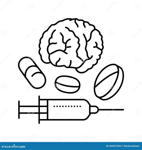 Neuroinformatics Neuroscience Neurology Line Icon Vector Illustration Stock Illustration