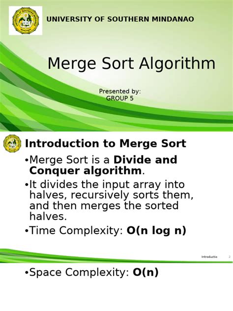 Merge Sort Algorithm Group5 Pdf Algorithms And Data Structures Algorithms