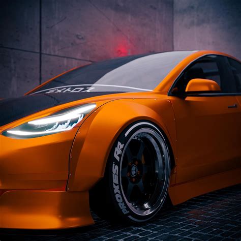 Jdm Slammed Widebody Tesla Model 3 Looking To Digitally Split Opinions
