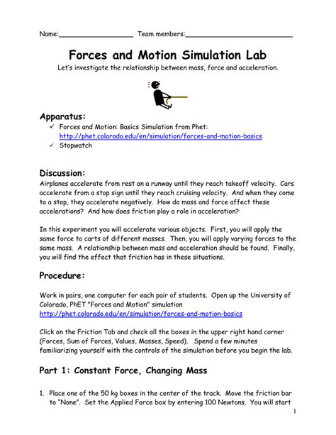 Forces And Motion Simulation Lab Answer Key Projectile Motion
