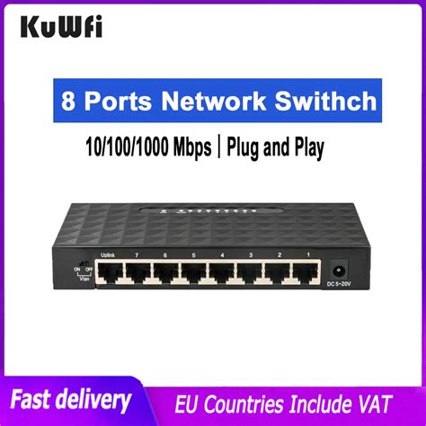 Kuwfi 8 Ports Gigabit Switch 10 100 1000mbps Ethernet Network Switch High Performance Hub Rj45