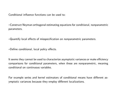 Conditional Influence Functions The Econometric Society