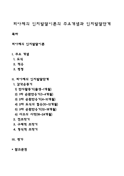 피아제의 인지발달이론의 주요개념과 인지발달단계 사회과학