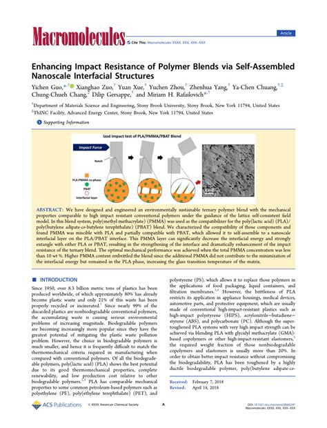 Pdf Enhancing Impact Resistance Of Polymer Blends Via Self Assembled