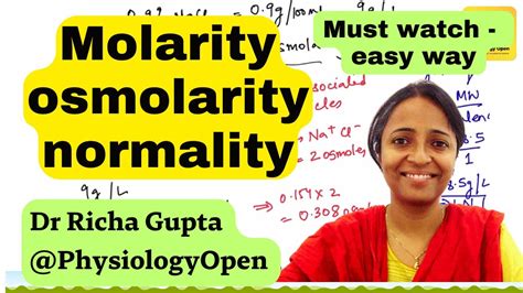 Difference Molarity Normality Osmolarity Calculation Osmolarity Osmotic Pressure