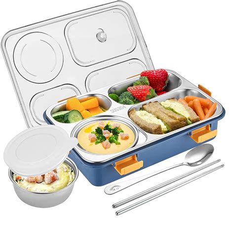 Buy Emndr Stainless Steel Lunch Boxes 4 Compartment Lunch Box Blue