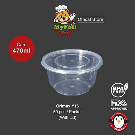 Orimax Y16 Disposable Pp Food Container With Lid 50 Pieces Packet Shopee Malaysia