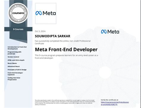 Soumodipta Sarkar On Linkedin Frontenddevelopment Metacertification Continuouslearning