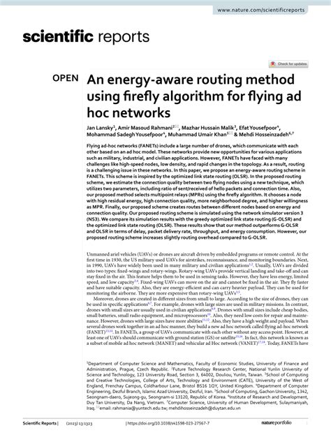 Pdf An Energy Aware Routing Method Using Firefly Algorithm For Flying Ad Hoc Networks
