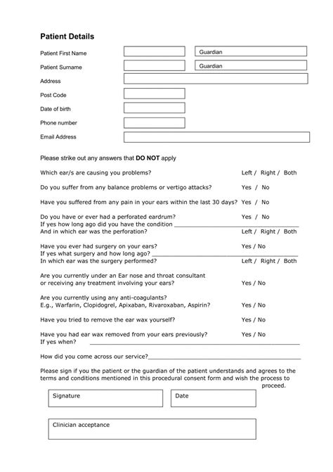 Procedural Consent Form Telford Ear Wax Removal
