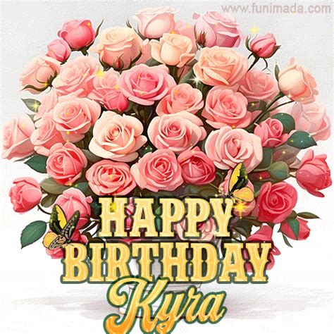 Happy Birthday Kyra Elegant Animation With Flowers Download On Funimada Com