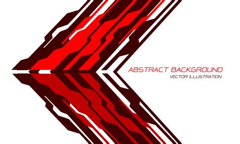 Abstract Red Circuit Cyber Arrow Futuristic Technology On White With