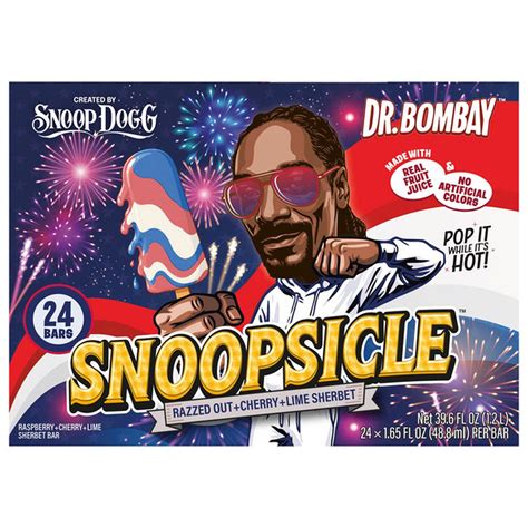 Dr Bombay Snoopsicle Razzed Out Cherry Lime Sherbet Bars 165 Fl Oz