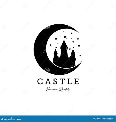 Vintage Castle Line Art Logo Vector Illustration Design Castle On The