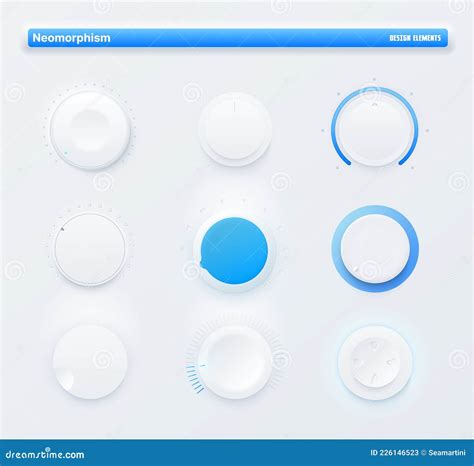 Neomorphic Ui Kit Mobile App Round Level Buttons Stock Vector Illustration Of Control Rotate