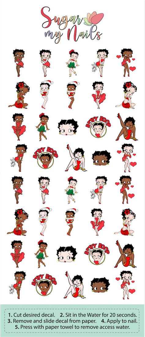 Betty Boop Custom Nail Decals Nail Decals Nail Drawing Betty Boop
