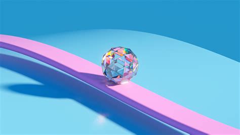 추상적 인 개념입니다 금속 핑크 및 블루 웨이브 표면을 미끄러지는 다이아몬드 볼 부드러운 조명 사실적인 역동성 자율 감각 쾌락 반응에 대한 스톡 사진 및 기타 이미지