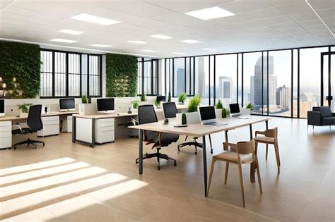 Premium Photo A Computer Lab With Chairs And Tables And Computers On The Desks