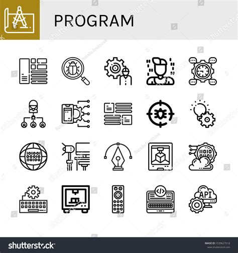 Program Simple Icons Set Contains Such Stock Vector Royalty Free