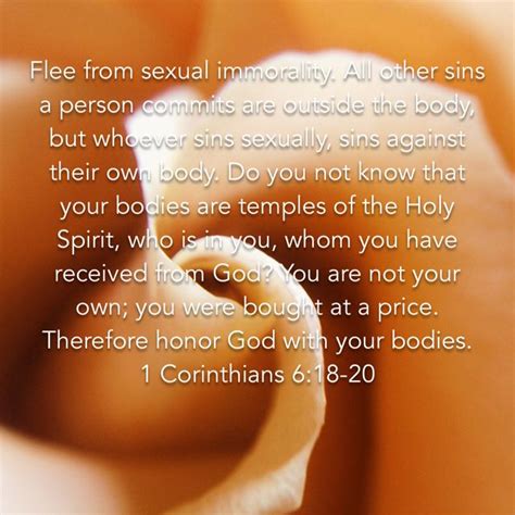 1 Corinthians 6 18 20 Flee From Sexual Immorality All Other Sins A