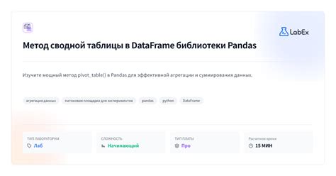 Метод сводной таблицы в dataframe библиотеки pandas labex