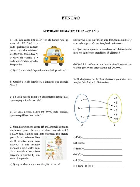 Atividade Função 9º Ano Pdf Função Matemática Equações