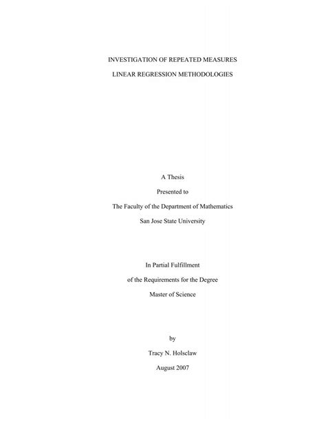 Investigation Of Repeated Measures Linear Regression