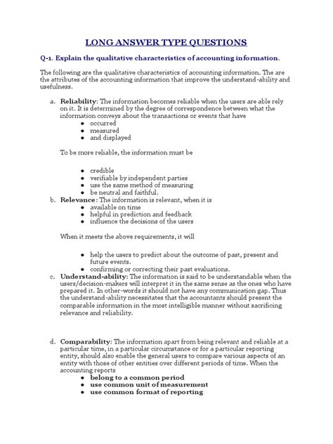 Long Answer Type Questions Pdf