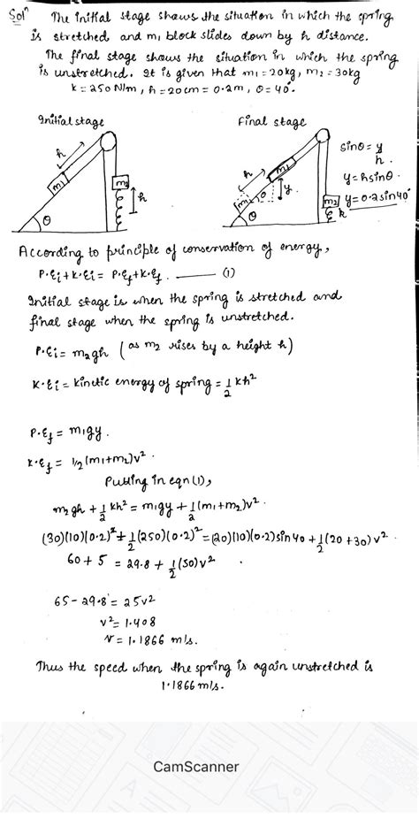A Block Of Mass M1200 Kg Is Connected To A Block Of Mass M2300 Kg