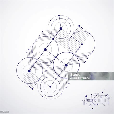 기계적 체계 공학 원과 메커니즘의 형상 부품 드로잉 벡터 기술 계획 웹 디자인 및 배경 화면이 나 배경으로 사용할 수 있습니다 가상현실에 대한 스톡 벡터 아트 및 기타