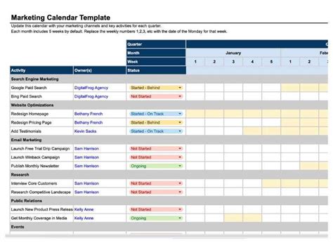 Downloadable Company Calendar Template For Efficient Planning