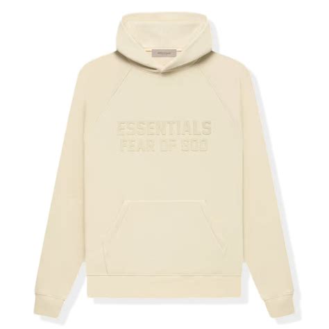 Fear Of God Essentials Logo Flocked Egg Shell Hoodie Fw22 And 192su222050f