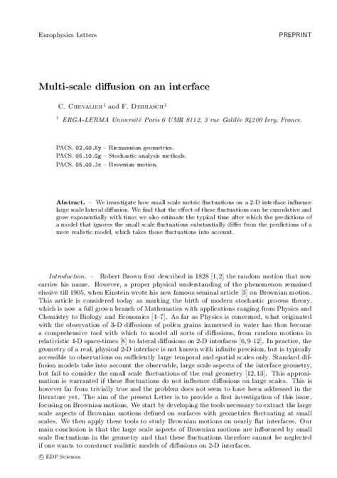 Pdf Multi Scale Diffusion On An Interface