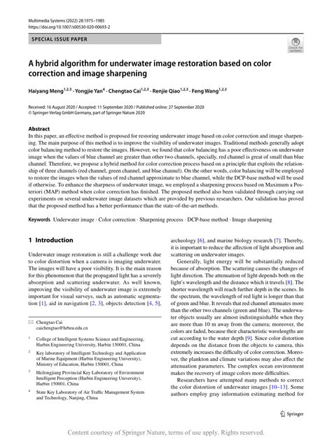 A Hybrid Algorithm For Underwater Image Restoration Based On Color Correction And Image