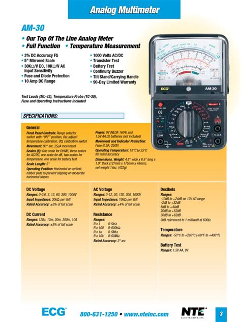 Datasheet Multimeter Analog Ecg Am 30 Pdf Physical Quantities Electricity