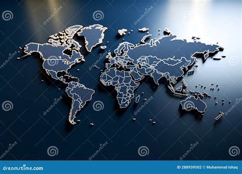 Extruded 3d World Map Rendering For A Dynamic Geographical View Stock Illustration