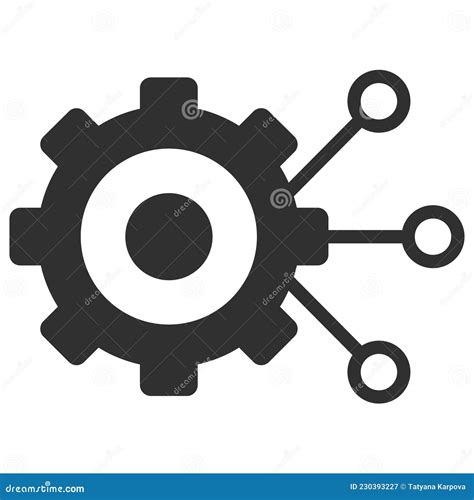 Gear Connections Raster Icon Flat Illustration Stock Illustration Illustration Of