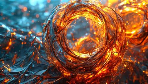Fiery Circular Structure Glowing With Orange And Blue Hues Stock Image Image Of Contrasting