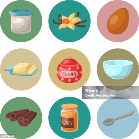요리 재료 주방 용품 수 제 음식 준비 베이커 벡터 일러스트 레이 션 준비 생 과자 굽기 가루로 빻은에 대한 스톡 벡터 아트 및 기타 이미지 가루로 빻은 거품 내기